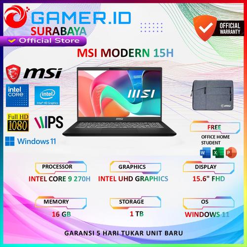 Promo Laptop MSI MODERN 15H INTEL CORE 9 270H RAM 16GB 1 TB WINDOWS 11 ...