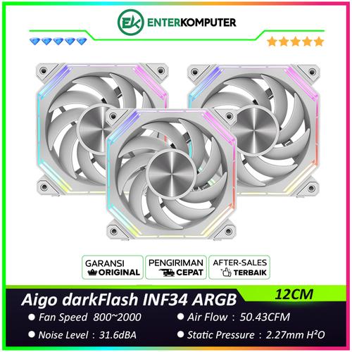 Jual Aigo darkFlash INF34 ARGB White 12CM PWM Fan (3 Fan) - Jakarta Pusat - Enter Komputer ...