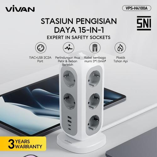 Jual VIVAN Standing Stop Kontak 15 in 1 Safety Socket Tower Socket 22 ...
