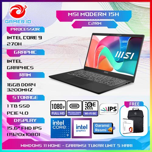 Promo MSI MODERN 15H CORE 9 270H RAM 16GB SSD 1TB W11+OHS 15.6" FHD IPS ...