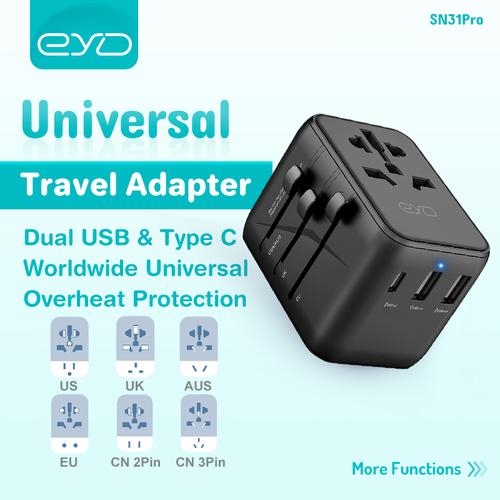 Promo EYD SN31 All-in-one Travel Universal Adapter Plug Charger With 2 ...