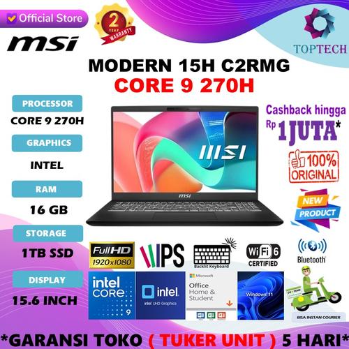 Promo Laptop MSI Modern 15H Core 9 270H 16GB 1TB ssd 15.6 FHD IPS W11 ...