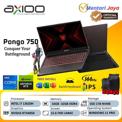 Jual AXIOO PONGO 750 Intel i7 13620H RTX 4050 RAM 32GB 1TB SSD 144HZ WIN11 PRO - PONGO 750, RAM ...
