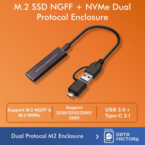 Jual Casing M.2 NVMe SSD + M.2 NGFF To Type C + USB 3 Dual Protocol ...