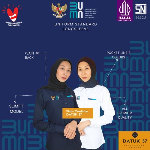 Jual Seragam Kemeja Kementerian BUMN [NAVY & PUTIH] Wanita Panjang - S ...