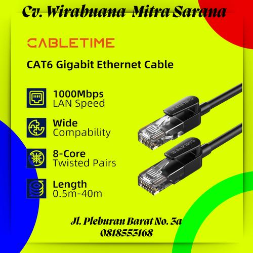 Jual CABLETIME Kabel LAN RJ45 Cat 6 1M Gigabit Ethernet UTP Cable 1000Mbps CN60 - 1M - Kota ...