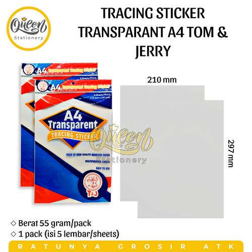 Promo 1 PACK (5 LEMBAR) TRACING STICKER TRANSPARANT A4 TOM & JERRY ...