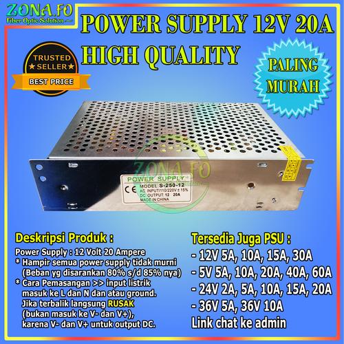 Promo Power Supply 12V 20A PSU 12V 20A Switching Power Supply Jaring ...