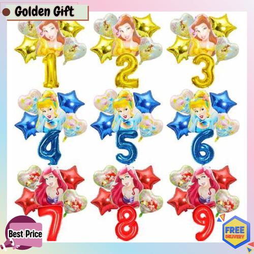 Promo Balon Foil Karakter Princess Disney Cinderella Belle Ariel Frozen ...