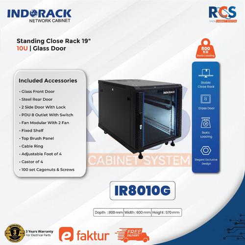 Jual IR8010G Indorack Close Rack 10U Glass Door Rack Server 19" Depth ...