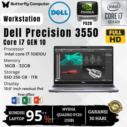 Jual Laptop Dell Precision 3550 core i7 Gen 10 - RAM 32 GB SSD 1 TB ...