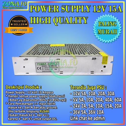 Promo Power Supply 12V 15A / Travo 12V 15A Jaring / Power Supply 15A ...