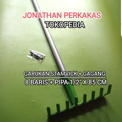 Jual garukan besi stamvick 8 baris+ gagang pipa besi 1/2" x 85 cm ...