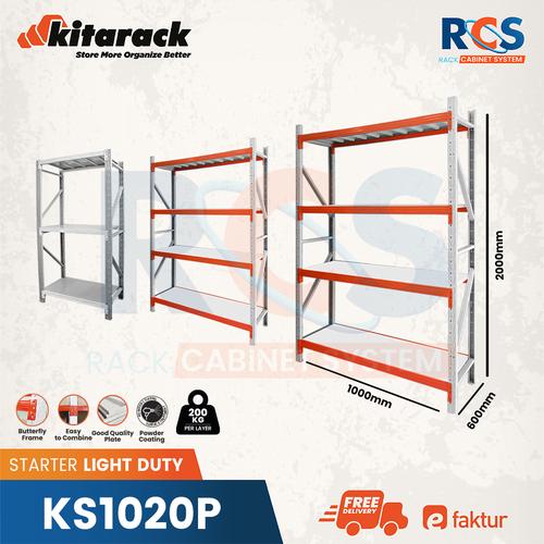 Promo KS1020 Putih Series Rack Gudang Besi Tinggi 2 Meter Panjang 1 ...