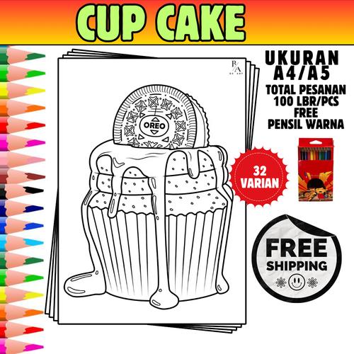 Jual kertas mewarnai anak a4/a5 (CUP CAKE) 20 Lembar - 20 lembar, a5 ...