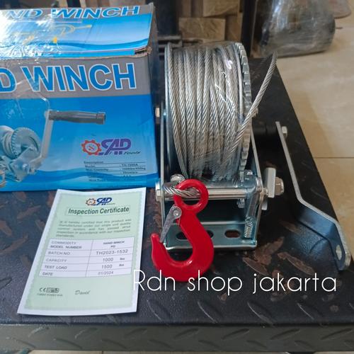 Jual katrol kerekan manual 1000 LBS sling 30 Meter + Pulley Hand winch ...