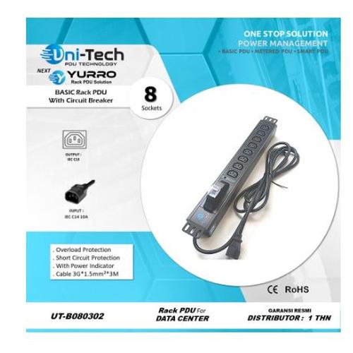 Jual PDU 8 Holes C13 Style with 3LSP, Input C14 10A - Kota Bekasi ...