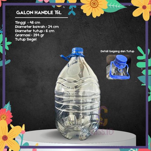 Jual GALON PLASTIK 15 LITER CLEAR HANDLE BIRU KEMASAN AIR MINERAL AIR ...