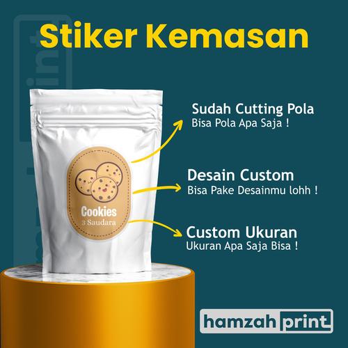 Jual Stiker label kemasan custom desain free cutting pola - Bulat 7x7 ...