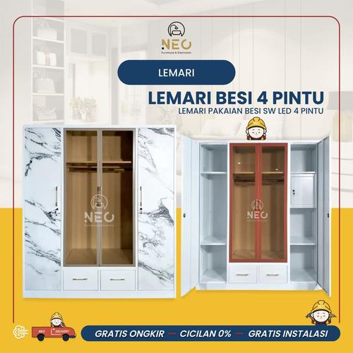 Promo NEO - LEMARI PAKAIAN BESI LED 4 PINTU SUPER TEBAL 160CMX185CM ...