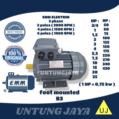 Jual DINAMO ELEKTRO MOTOR ELEKTRIM EMM 3 PHASE 1 HP 0,75 KW 6 POLE 1000 RPM / ELEKTRIK MOTOR ...