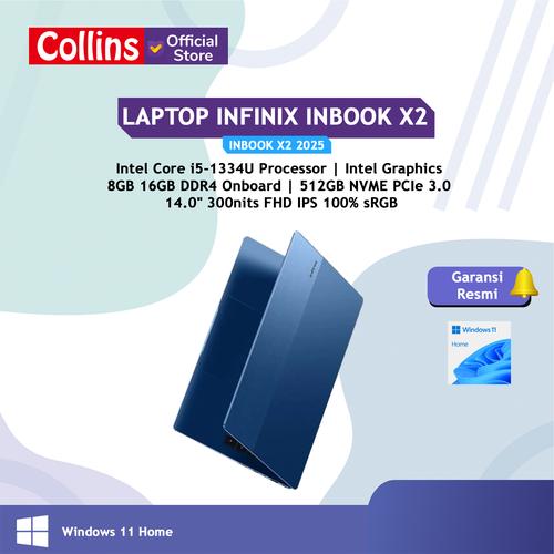 Promo LAPTOP INFINIX INBOOK X2 2025 i5-1334U 8GB 16GB 512GB 14" FHD IPS ...
