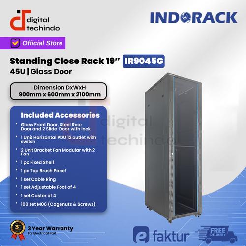 Promo IR9045G Close Rack 45U INDORACK Depth 900mm Glass Door Rak Server ...