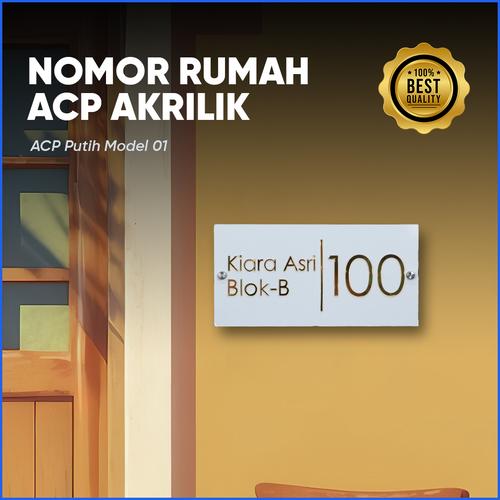 Jual Nomor Rumah Bahan ACP White 15 x 30cm Huruf Timbul Akrilik Model ...