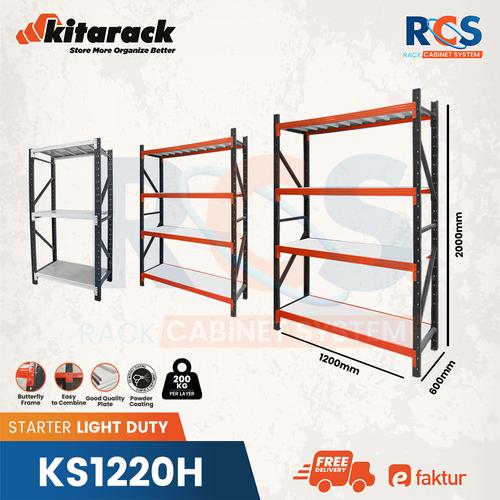 Promo KS1220 Hitam Series Rack Gudang Besi Tinggi 2 Meter Panjang 1.2 ...