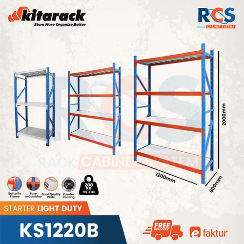 Promo KS1220 Biru Series Rack Gudang Besi Tinggi 2 Meter Panjang 1.2 ...