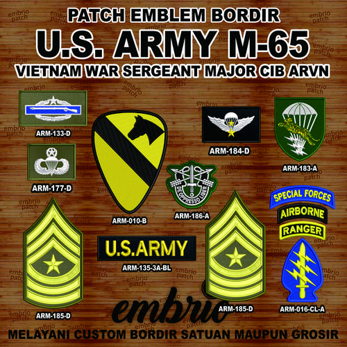 Jual Patch Jaket U.S. ARMY M65 Vietnam War M-65 Sergeant Major CIB ARVN ...