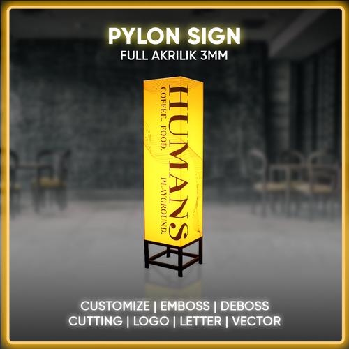 Jual Pylon Sign Akrilik 150x40x40cm Custom Sudah Termasuk Bracket - Kab ...
