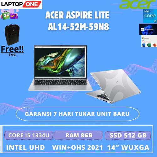 Promo ACER ASPIRE LITE AL14 I5 1334 8GB 512GB W11+OHS 14.0WUXGA IPS SLV ...