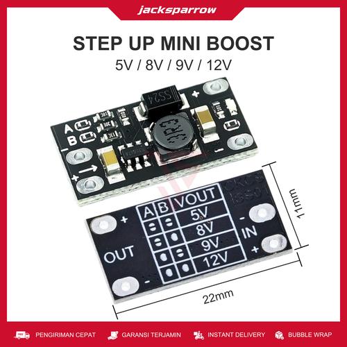 Jual Mini DC-DC Step Up IN 2.5V-5V OUT 5V 8V 9V 12V Boost Converter - STEP UP MINI - Kota Cimahi ...