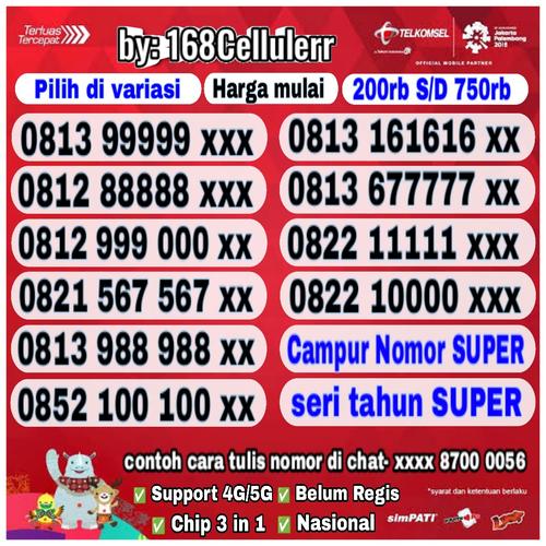 Jual NOMOR CANTIK KARTU PERDANA TELKOMSEL SIMPATI 4GLTE ABAB AABB TRIPLE - L3-200.000 - Kota ...