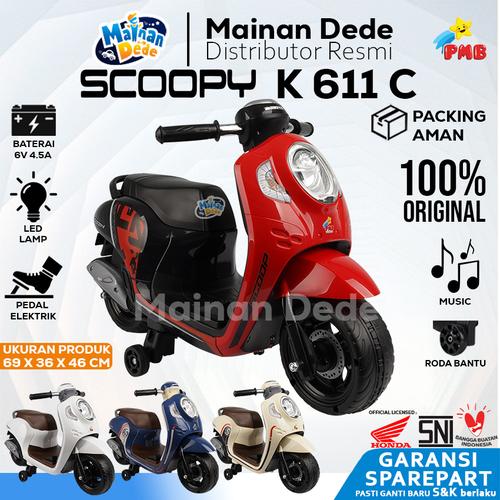 Jual Mainan Motor Aki Anak PMB K611C Honda Scoopy Official Licensed - k611 hitam, EXTRA PACKING ...