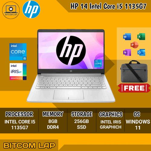 Promo Laptop hp 14 intel core i5 gen 11 ram 16gb ssd 1tb win 11 silver ...