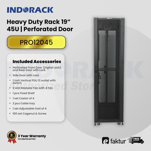 Promo Indorack PRO12045 Close Rack 45U Depth 1200mm Perforated Door Rak ...