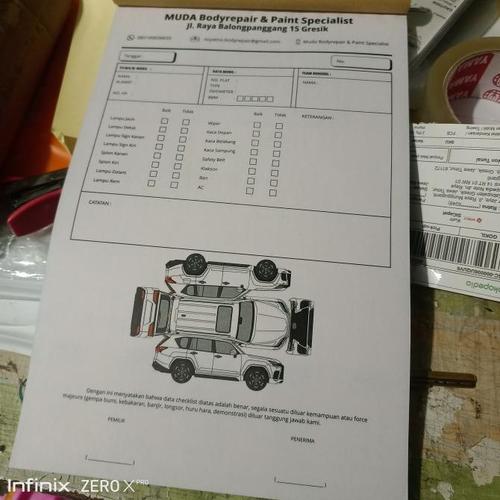Jual Cetak Form Checklist Kendaraan / Bengkel Pengirman Mobil / Towing ...