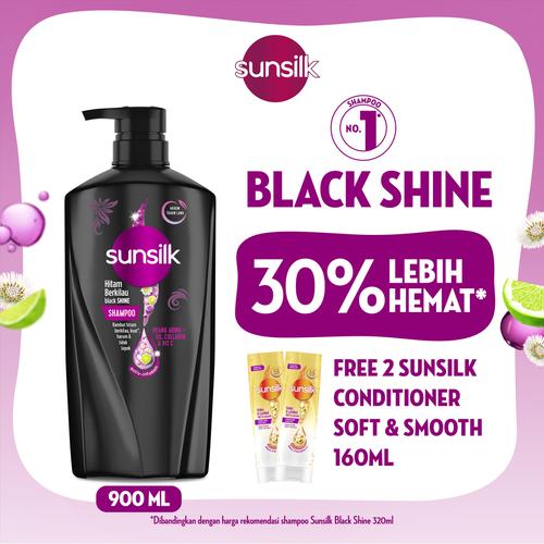 Promo Sunsilk Shampoo Black Shine 900ml FREE 2 Sunsilk Conditioner Soft ...