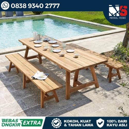 Jual meja makan outdoor set - meja outdoor set kayu - set meja makan ...