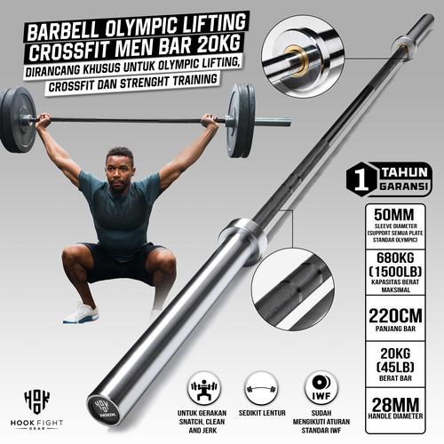 Jual Barbell Olympic Lifting Crossfit Men Bar 20Kg Barbell Angkat Besi ...
