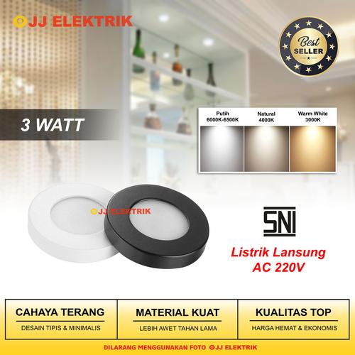 Jual Downlight 3W Lampu Teras 3Watt LED Tempel Plafon 3 Watt Kuning ...