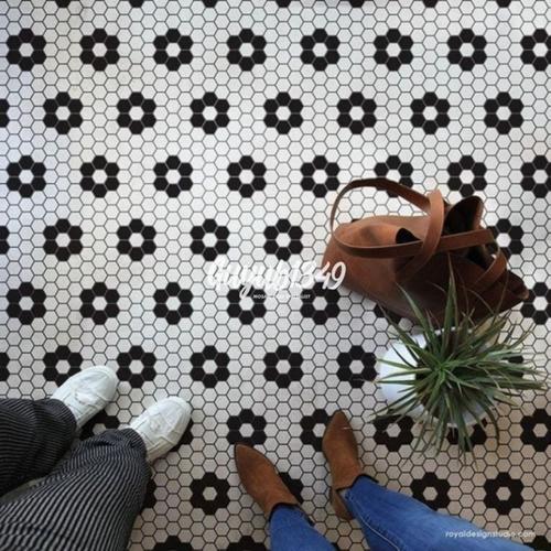 Jual Flower Black Mini Hexagonal Singres Mosaic Tiles - Mosaik Mozaik ...