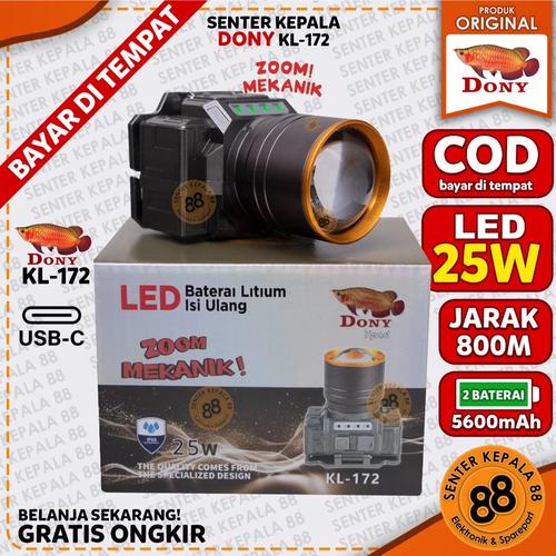 Jual DONY SENTER KEPALA ZOOM DONY LED KL-172 25W RECHARGEABLE SUPER ...