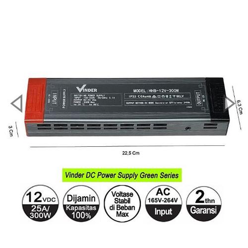 Jual Vinder Switching Power Supply PSU Travo 12V 12VDC adaptor 25A 25 Ampere Slim Indoor Green ...