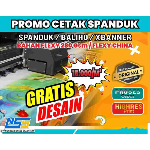 Jual CETAK SPANDUK REGULER FLEXY 280 gsm TERMURAH / CETAK MMT / CETAK ...