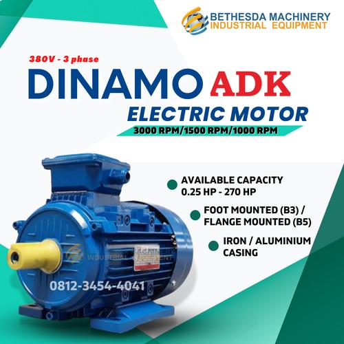 Jual Elektro motor ADK 2HP 3 hp 4 HP DINAMO ADK 3 phase 1500 RPM - 3000RPM (2pole), 4 HP - Kota ...