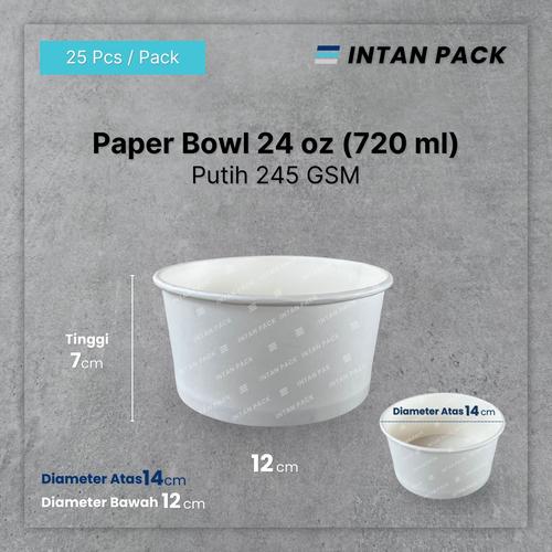 Jual Paper Bowl Putih 24 oz 720 ml / Mangkok Kertas + Tutup (25 pcs ...