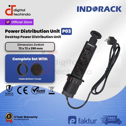 Jual INDORACK PDU 3 Outlet Stop Kontak Tanam 3 Lubang Colokan Extension ...